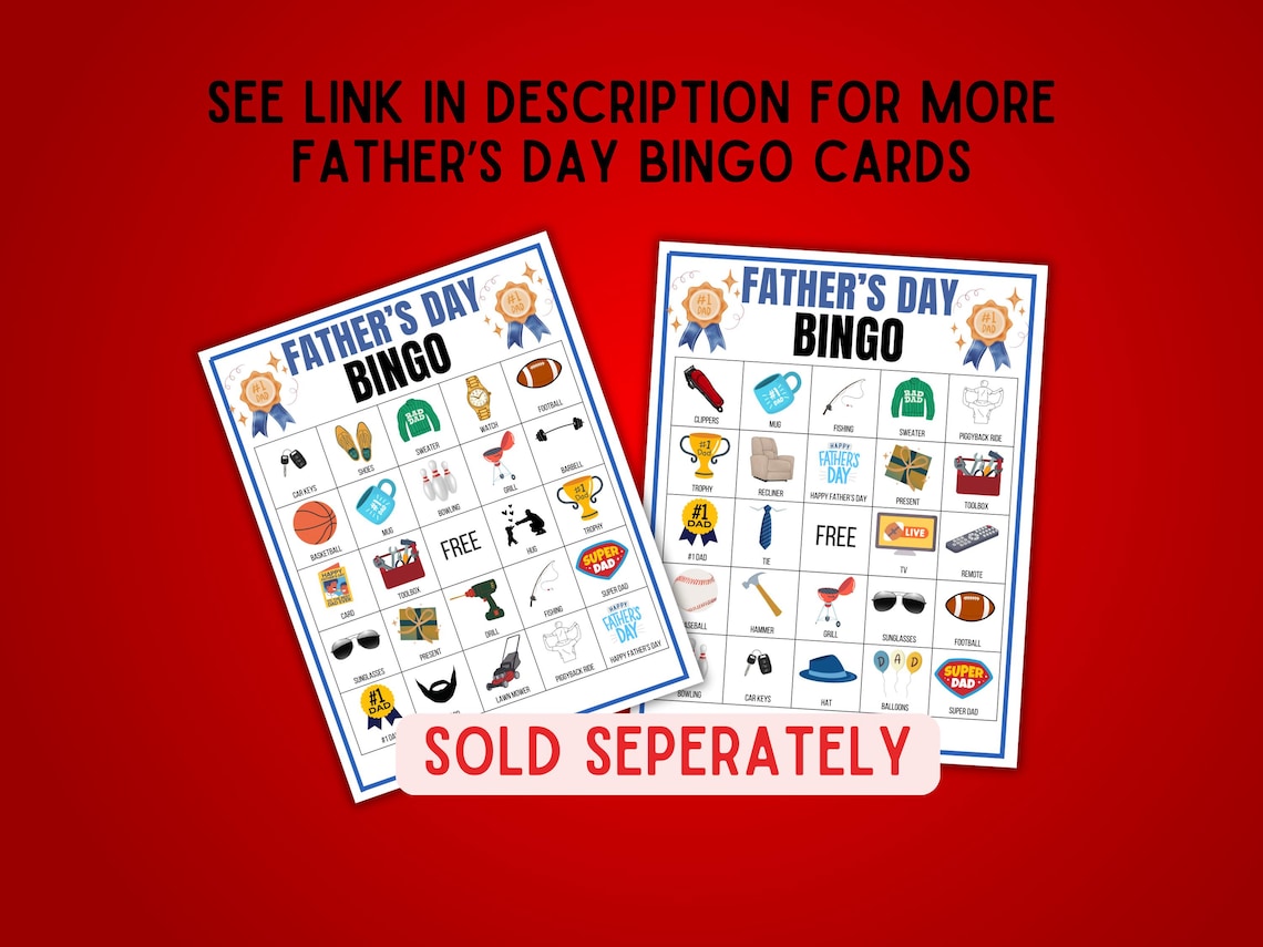 Father's Day Bingo Printable, 75 Father's Day Bingo Cards, Father's Day ...