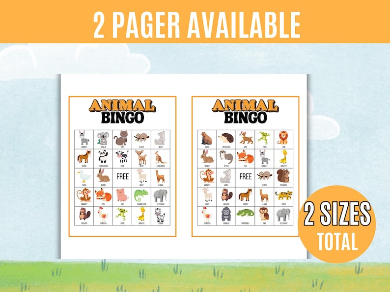 Animal Bingo, 50 Printable Animal Bingo Cards, Kids Printable, Zoo ...