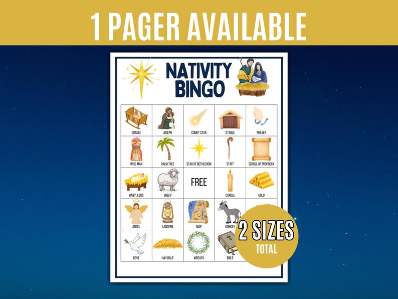 Nativity Bingo, 50 Printable Christmas Bingo Cards, Religious Christmas ...