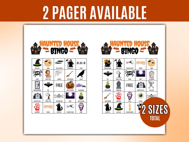 Haunted House Bingo Game: 75 Printable Halloween Party Cards - Etsy