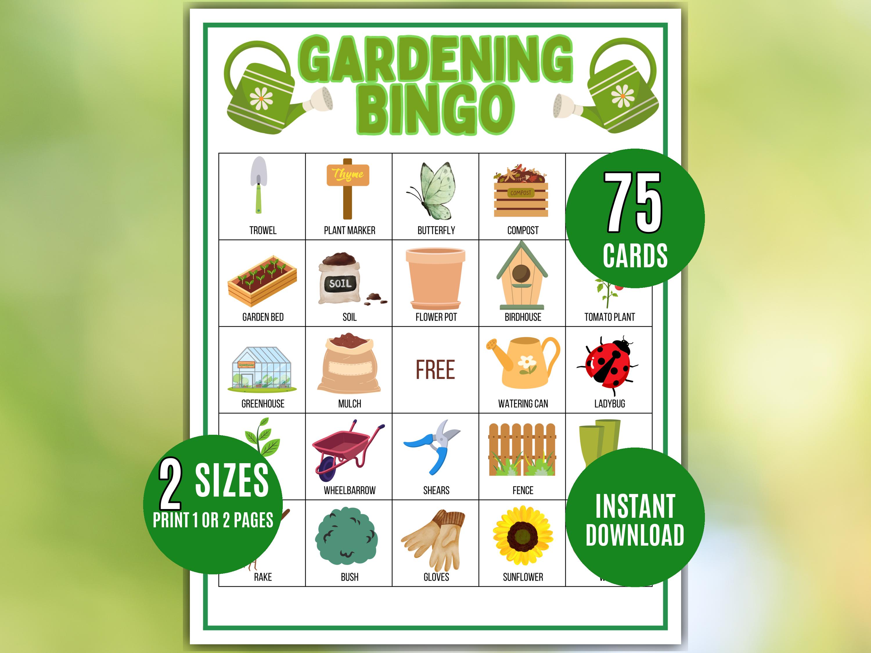 Gardening Bingo Printable, 75 Bingo Cards With Garden Icons, Planting ...