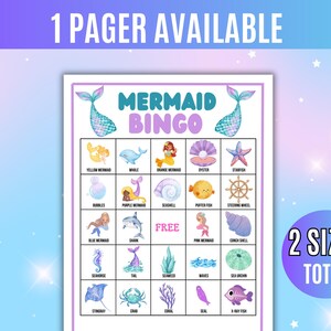 Mermaid Bingo, 50 Printable Mermaid Bingo Cards, Mermaid Activity for ...