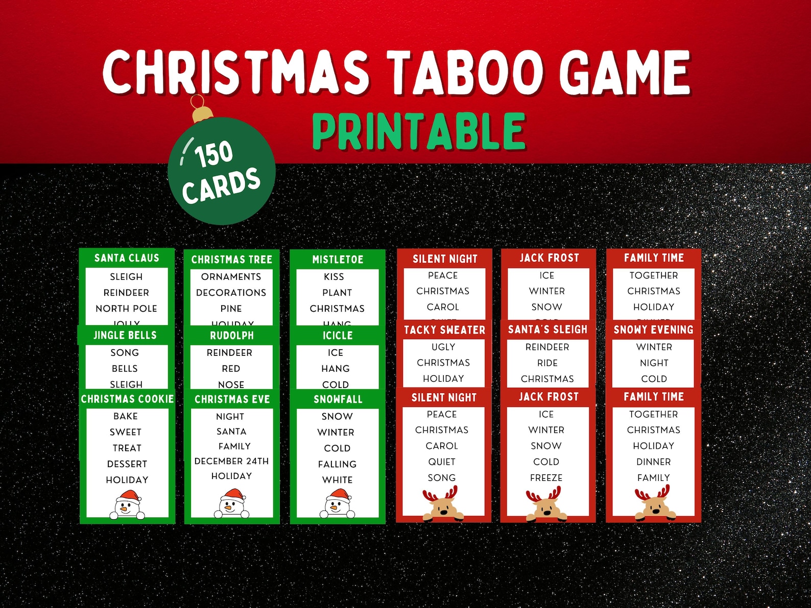 Christmas Taboo Word Game, Don't Say, Forbidden Words, Holiday Office ...