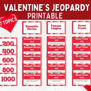 Valentine's Jeopardy Game, Printable Valentine Trivia, Valentine's ...