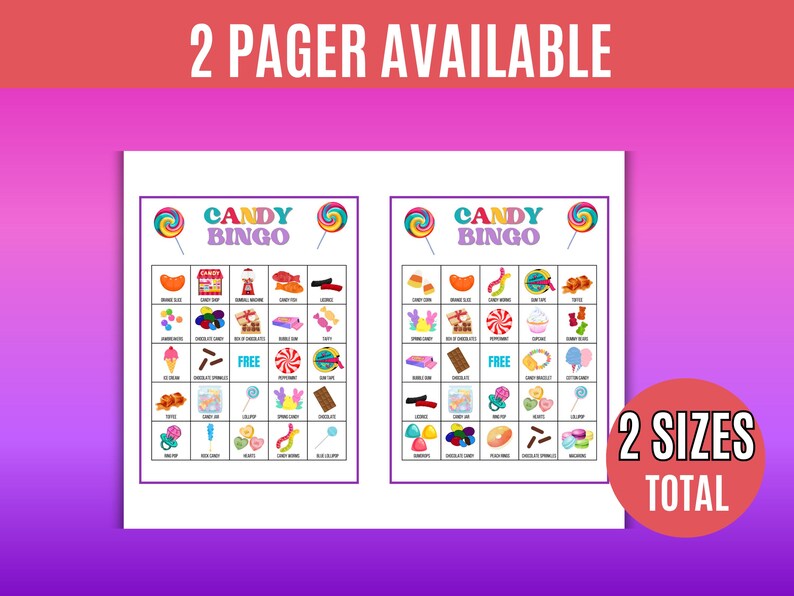 Candy Bingo Printable, 75 Candy Bingo Cards, Sweet Treats Bingo, Candy ...