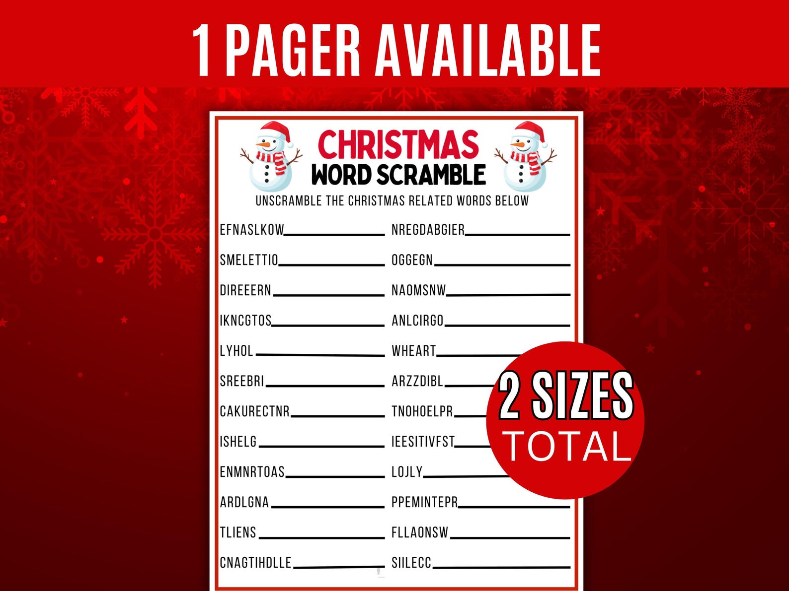 Printable Christmas Word Scramble Game: Holiday Family Party Game ...