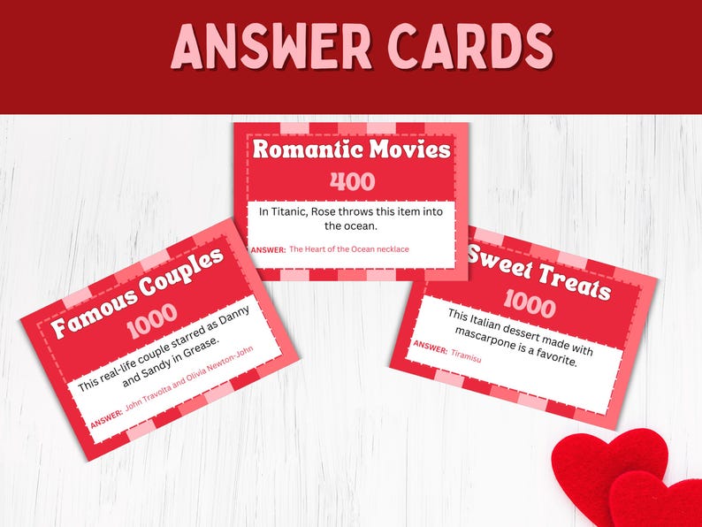 Valentine's Jeopardy Game, Printable Valentine Trivia, Valentine's ...