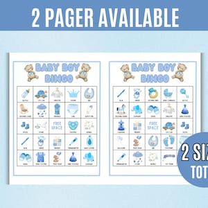 Baby Boy Bingo, 50 Baby Boy Bingo Game Cards, Baby Shower Bingo Game ...