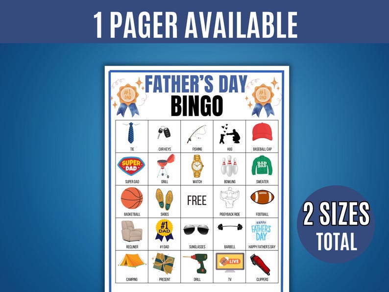 Father's Day Bingo Printable, 75 Father's Day Bingo Cards, Father's Day ...