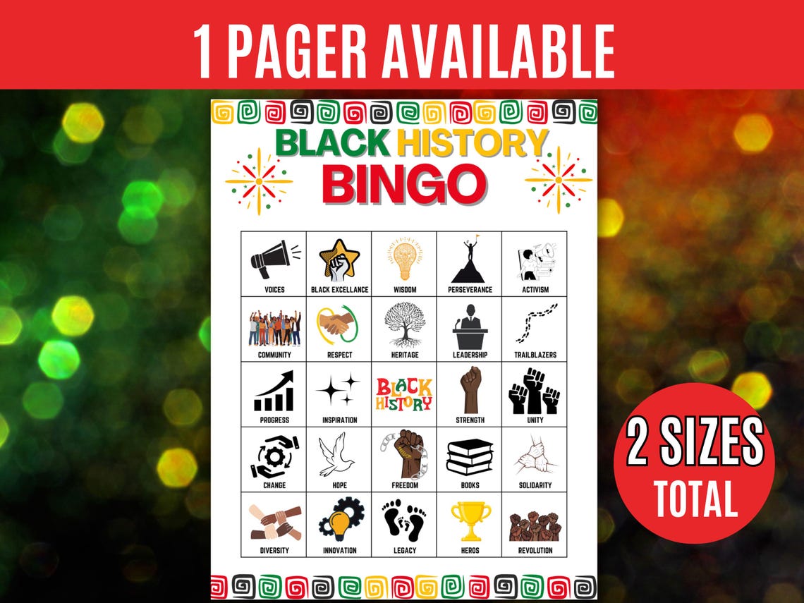 Black History Bingo, Black History Month Bingo Game, Educational ...