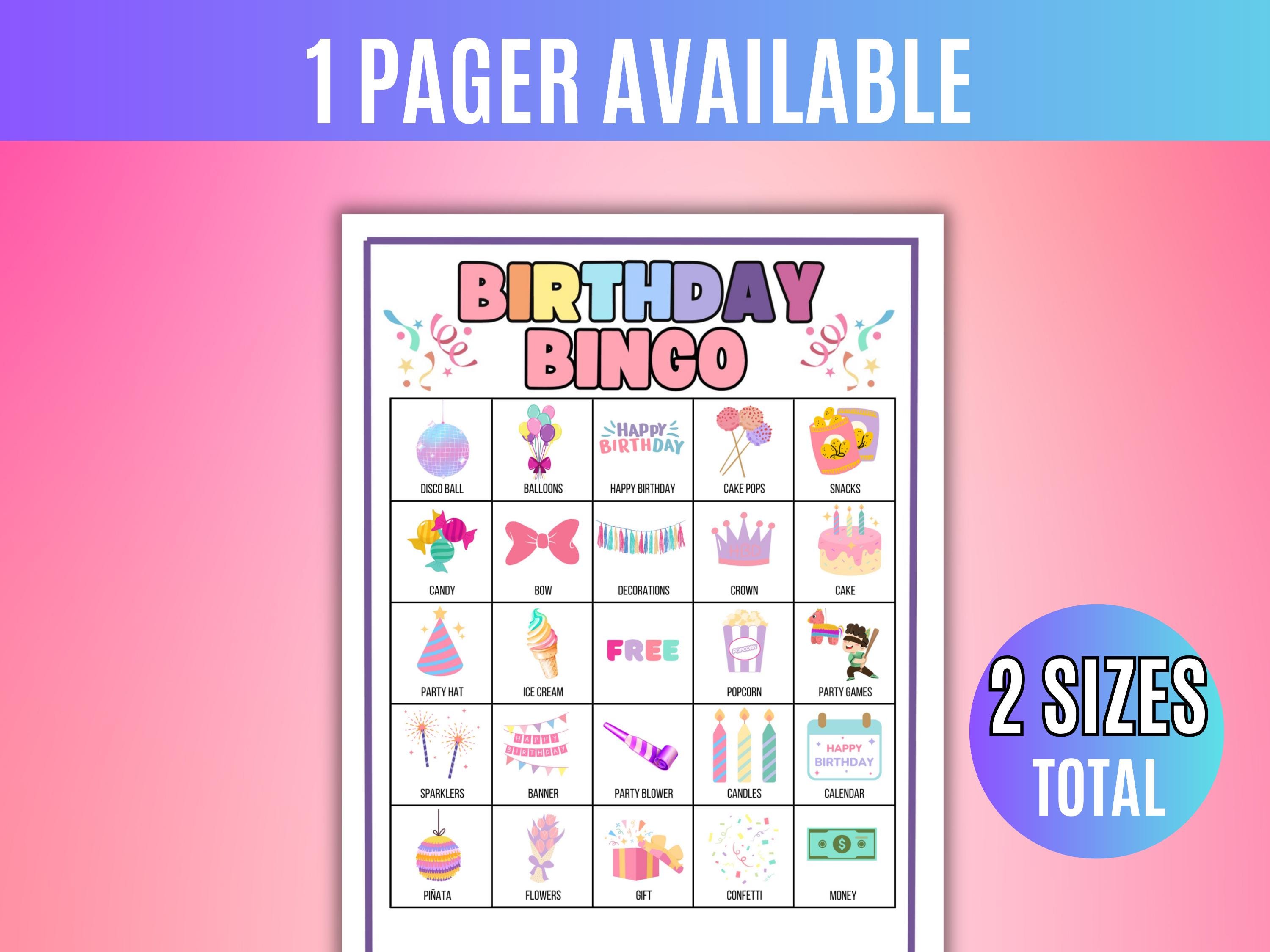 Birthday Bingo, 50 Birthday Bingo Cards, Birthday Party, Birthday Game ...