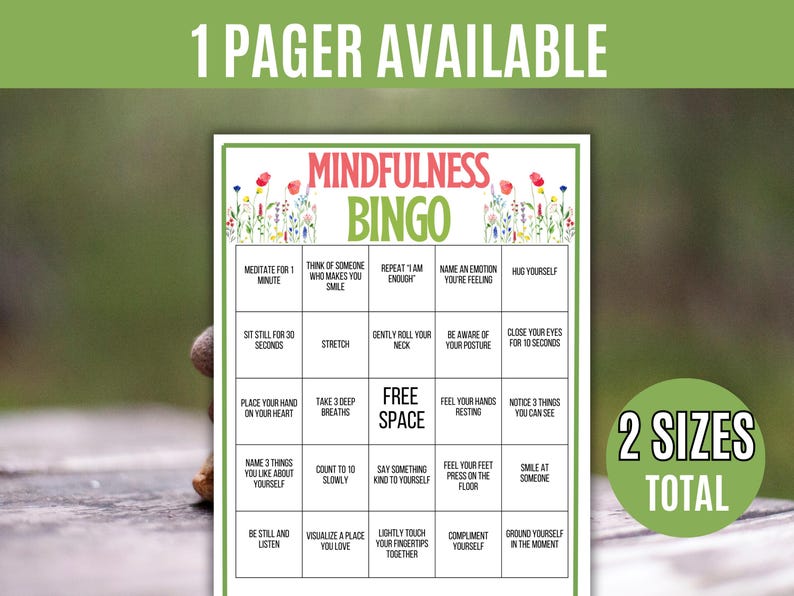 Mindfulness Bingo, 50 Mindfulness Bingo Cards, Wellness Game, Gratitude ...