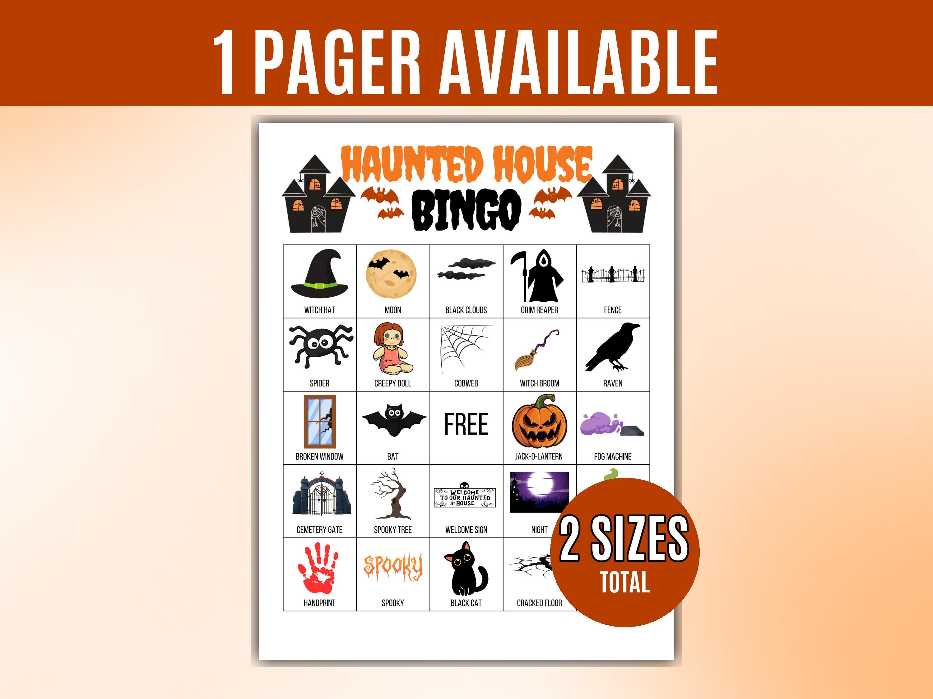 Haunted House Bingo Game: 75 Printable Halloween Party Cards - Etsy