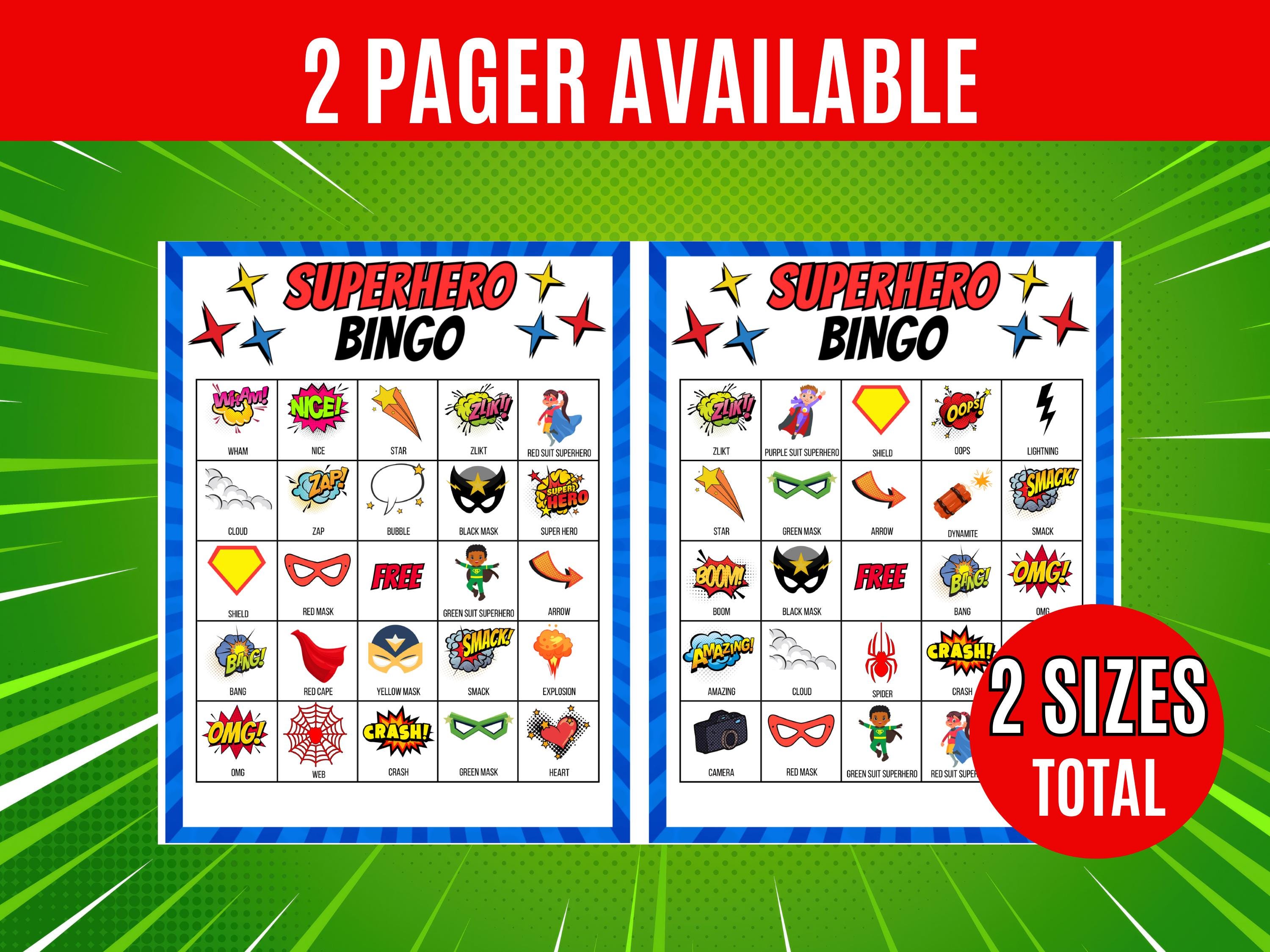 Superhero Bingo, 75 Superhero Bingo Cards, Superhero Birthday Game ...