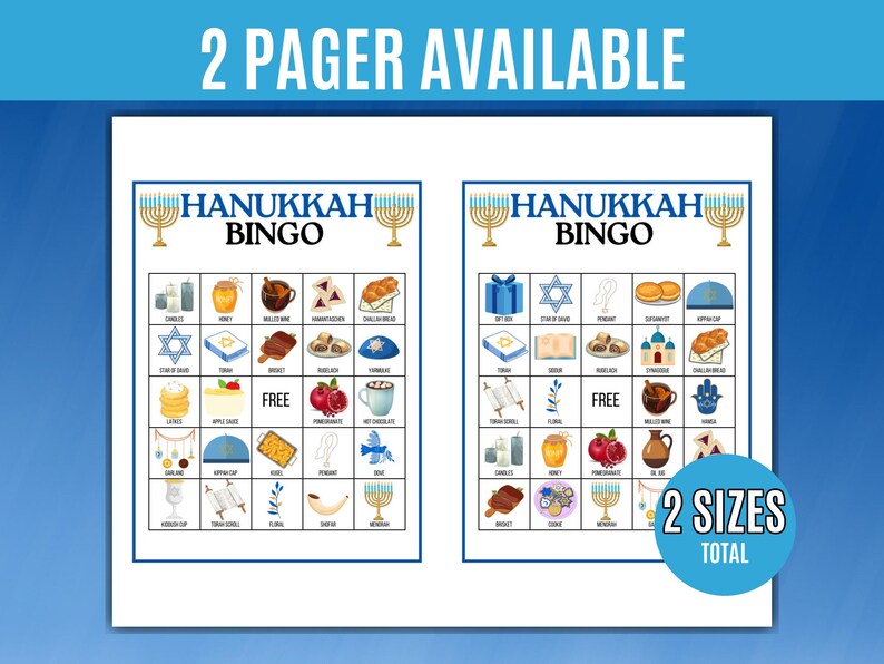 Hanukkah Bingo, 50 Printable Hanukkah Bingo Cards, Festival of Lights ...