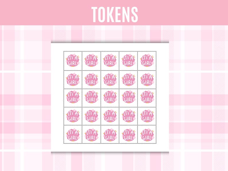 Baby Girl Bingo, 50 Baby Girl Bingo Game Cards, Baby Shower Bingo Game ...