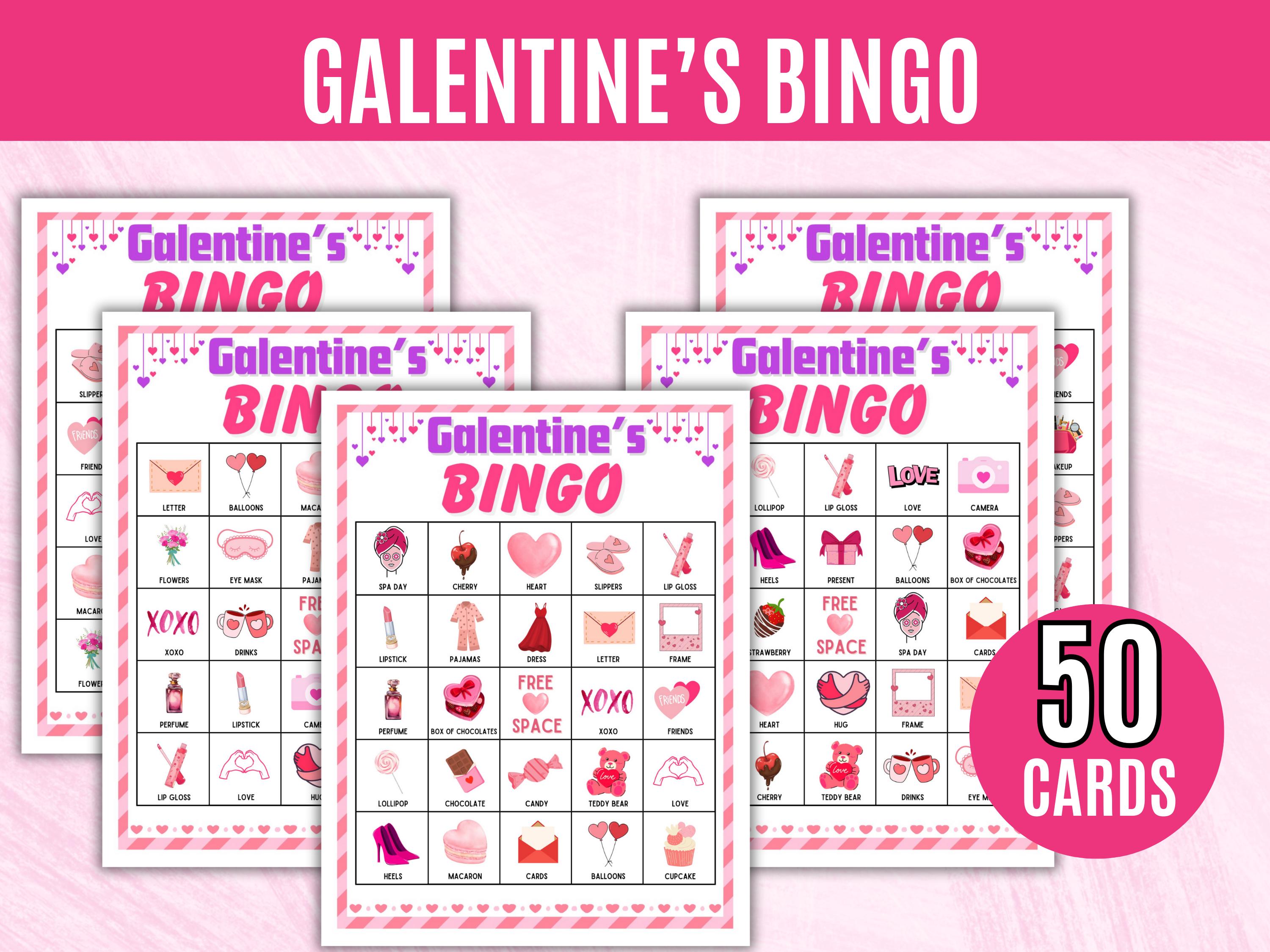 Galentine's Bingo, 50 Galentine's Bingo Cards, Galentine's Game, Love ...