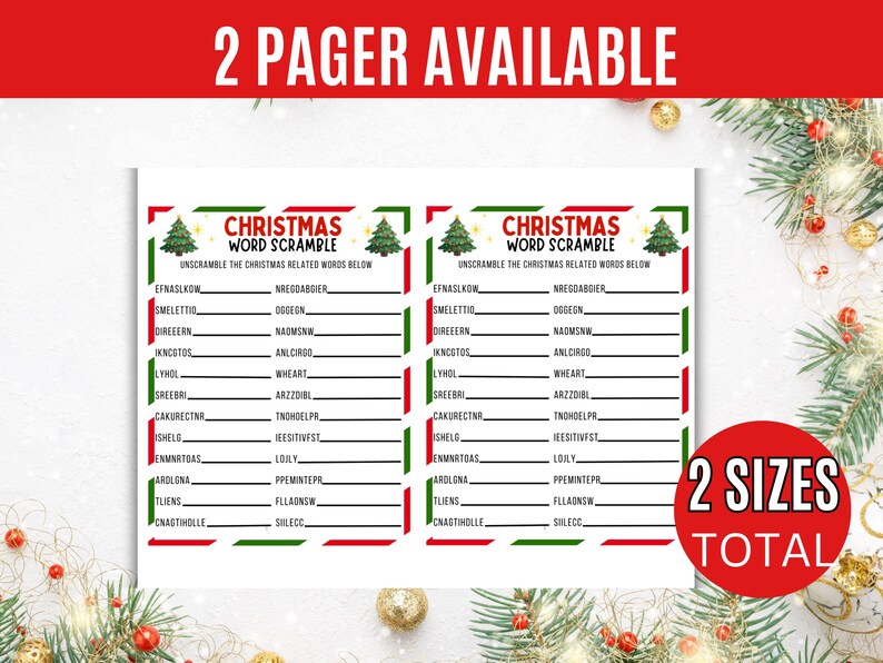Christmas Word Scramble, Holiday Party Game, Family Game, Christmas ...
