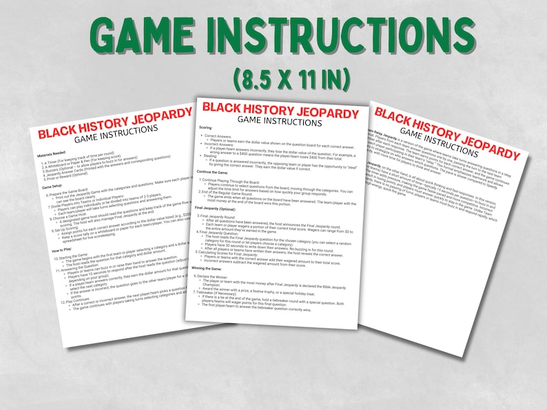 Black History Jeopardy Game, Printable Black History Trivia, Black ...