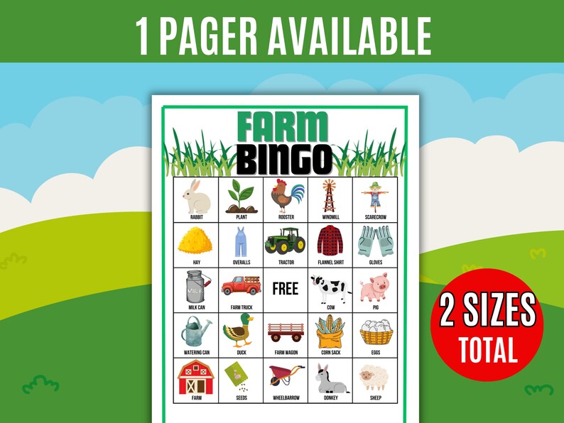 Farm Bingo, 50 Printable Farm Bingo Cards, Barnyard Bingo, Farm Party ...