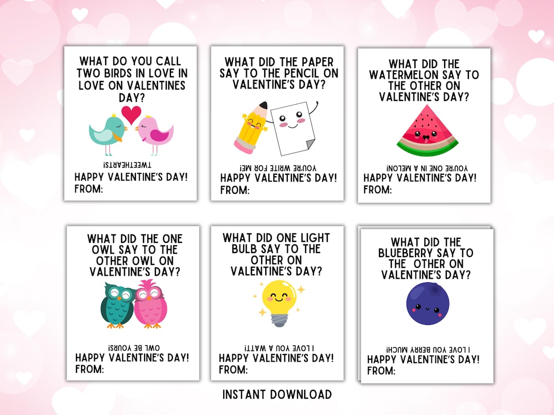 Kids Joke Valentines Cards Printable, Cute Valentine Cards, Preschool ...