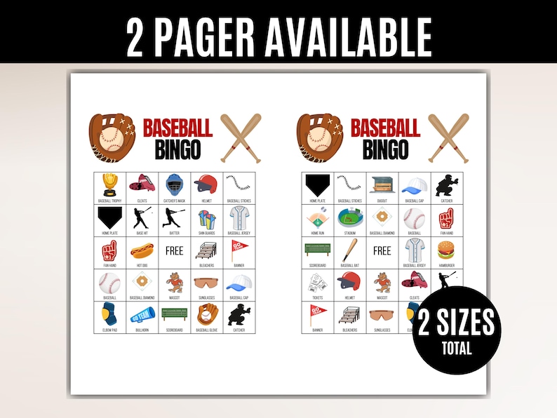 Baseball Bingo Printable: 50 Unique Cards, Sports Party Game (PDF ...