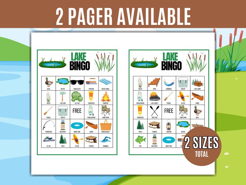 Lake Bingo Game: 75 Printable Cards, Summer Cabin Vacation (digital ...