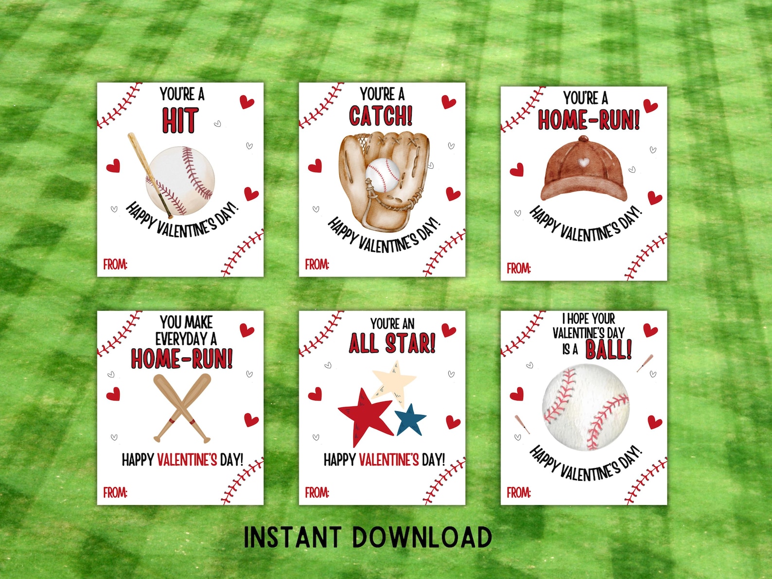 Baseball Valentines Day Cards, Kids Classroom Gift, Printable, Boy ...