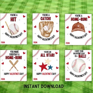 Baseball Valentines Day Cards, Kids Classroom Gift, Printable, Boy ...