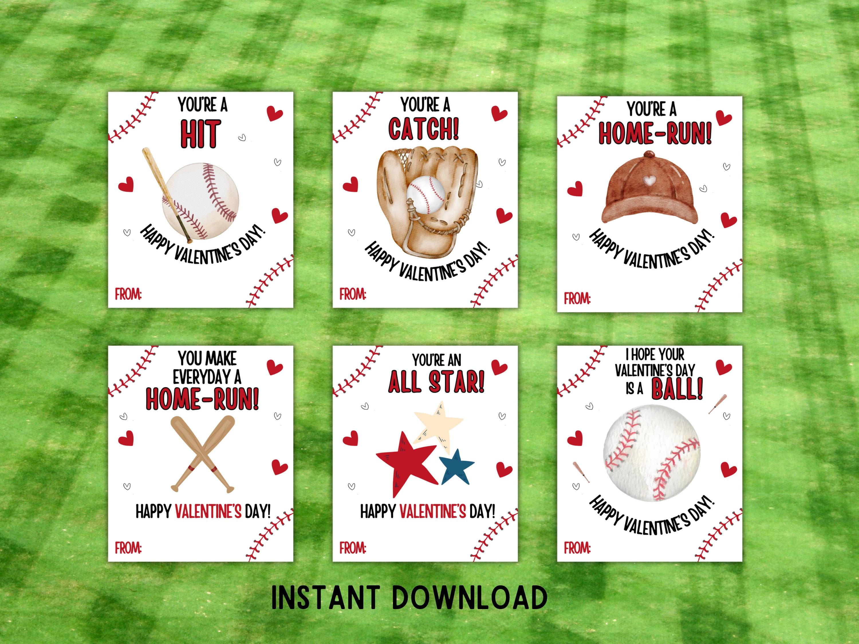 Baseball Valentines Day Cards, Kids Classroom Gift, Printable, Boy ...