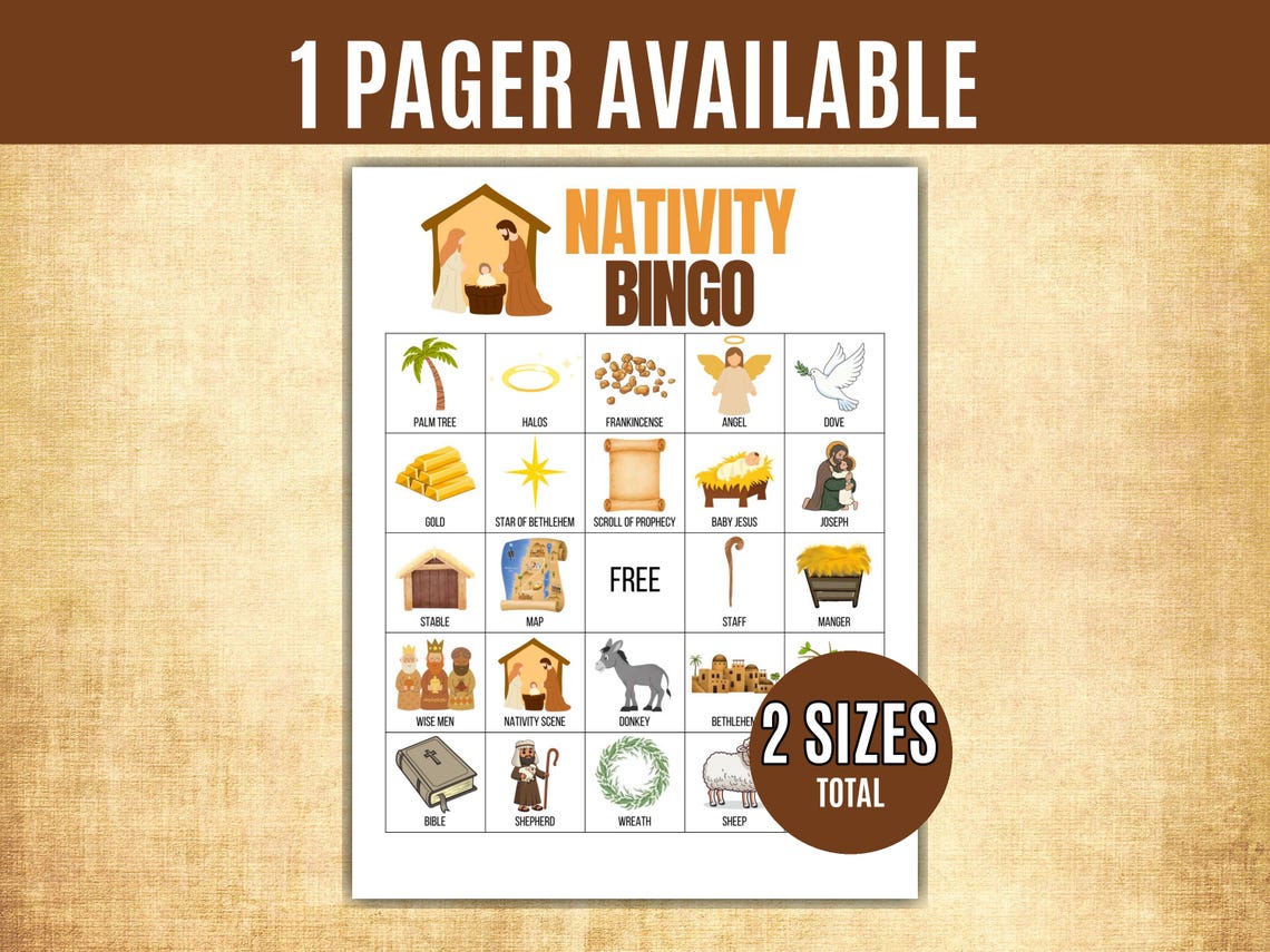 Nativity Bingo Game, 50 Printable Christmas Bingo Cards, Christian ...