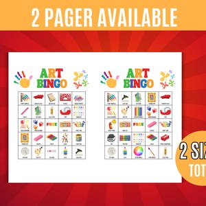 Art Bingo Cards, 50 Printable Part Party, Art Themed, Kids Printable ...