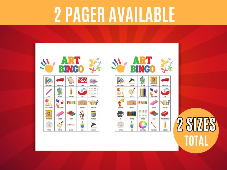 Art Bingo Cards, 50 Printable Part Party, Art Themed, Kids Printable ...