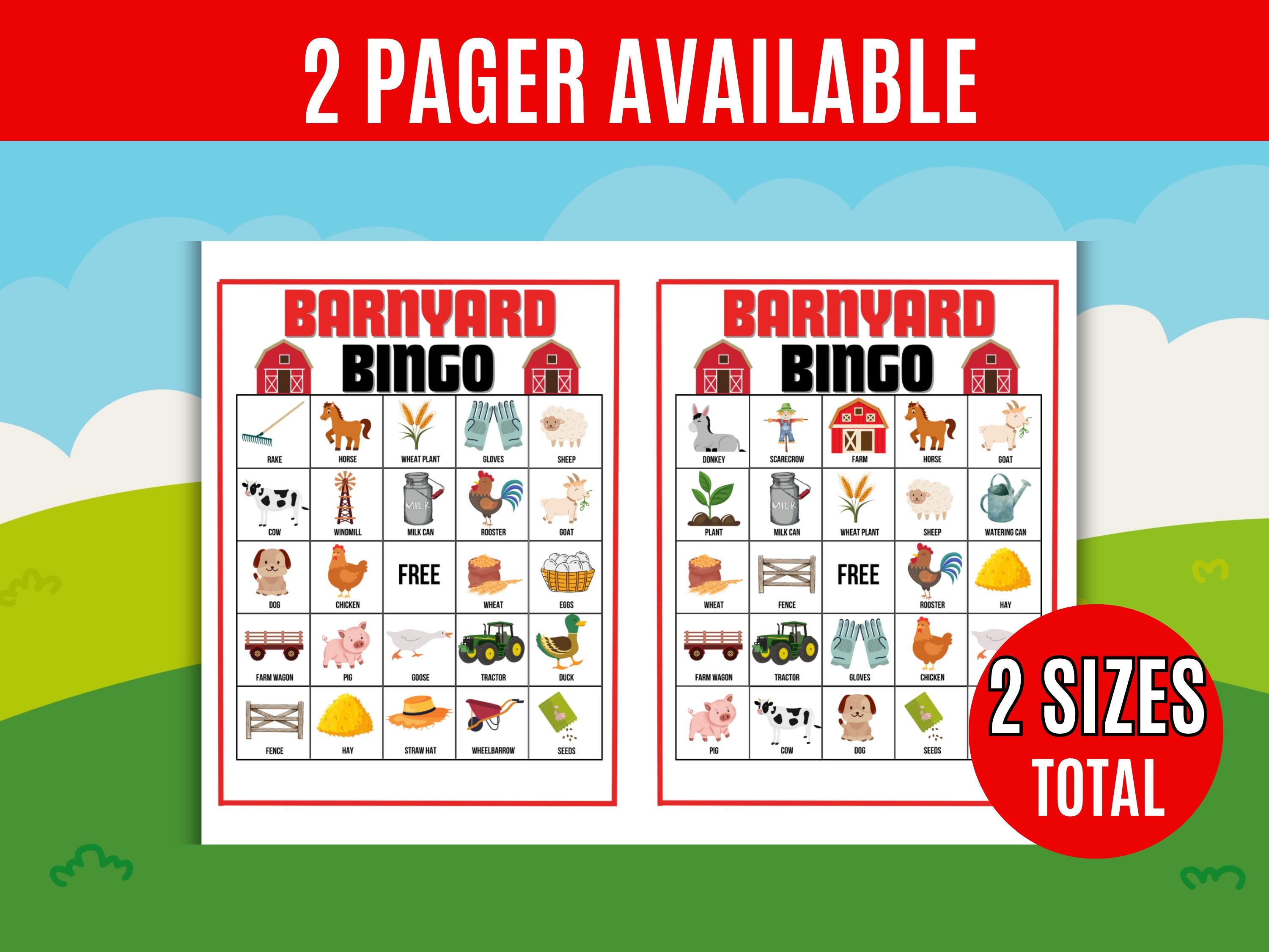 Barnyard Bingo, 50 Printable Farm Bingo Cards, Farm Bingo, Barnyard ...
