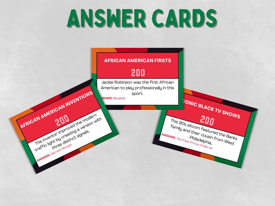 Black History Jeopardy Game, Printable Black History Trivia, Black ...