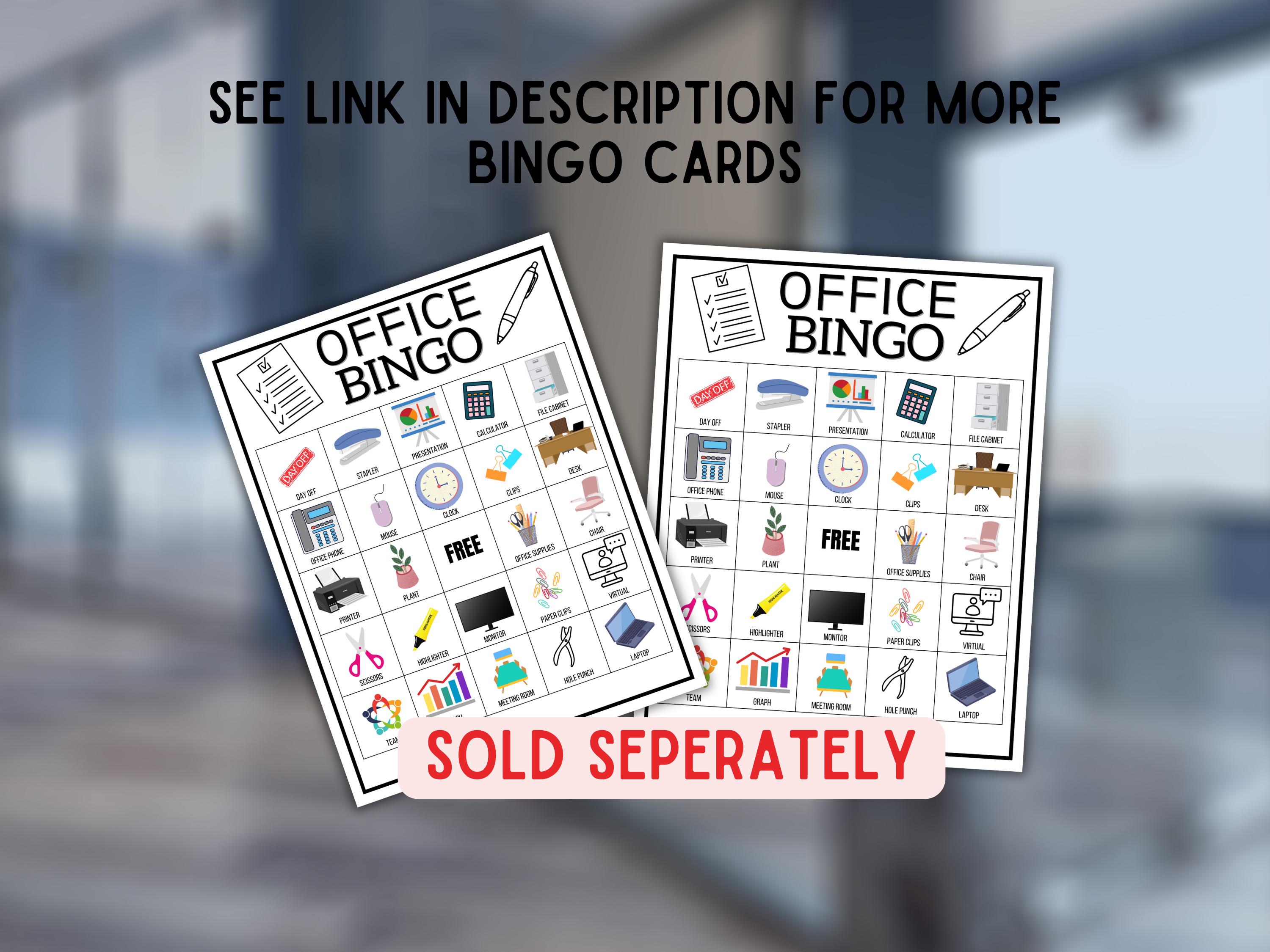 Office Bingo Printable Game, 50 Office-themed Bingo Cards, Workplace ...