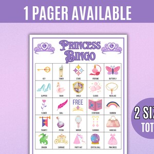 Princess Bingo, 75 Printable Purple Princess Bingo Cards, Princess ...