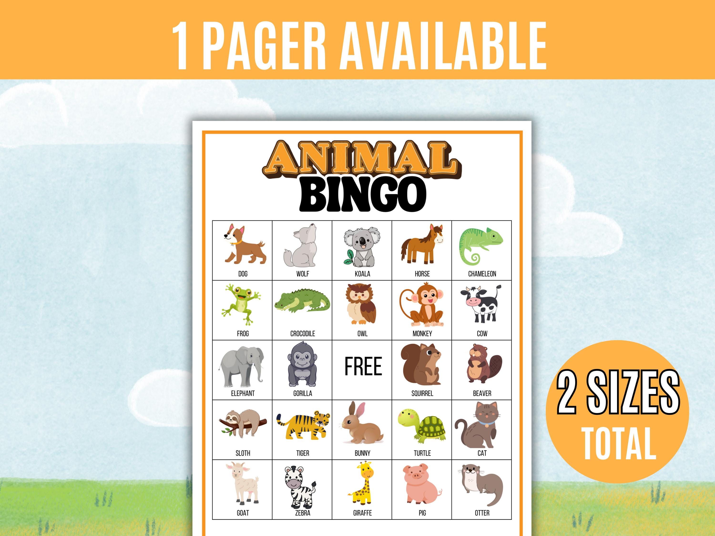 Animal Bingo, 50 Printable Animal Bingo Cards, Kids Printable, Zoo ...
