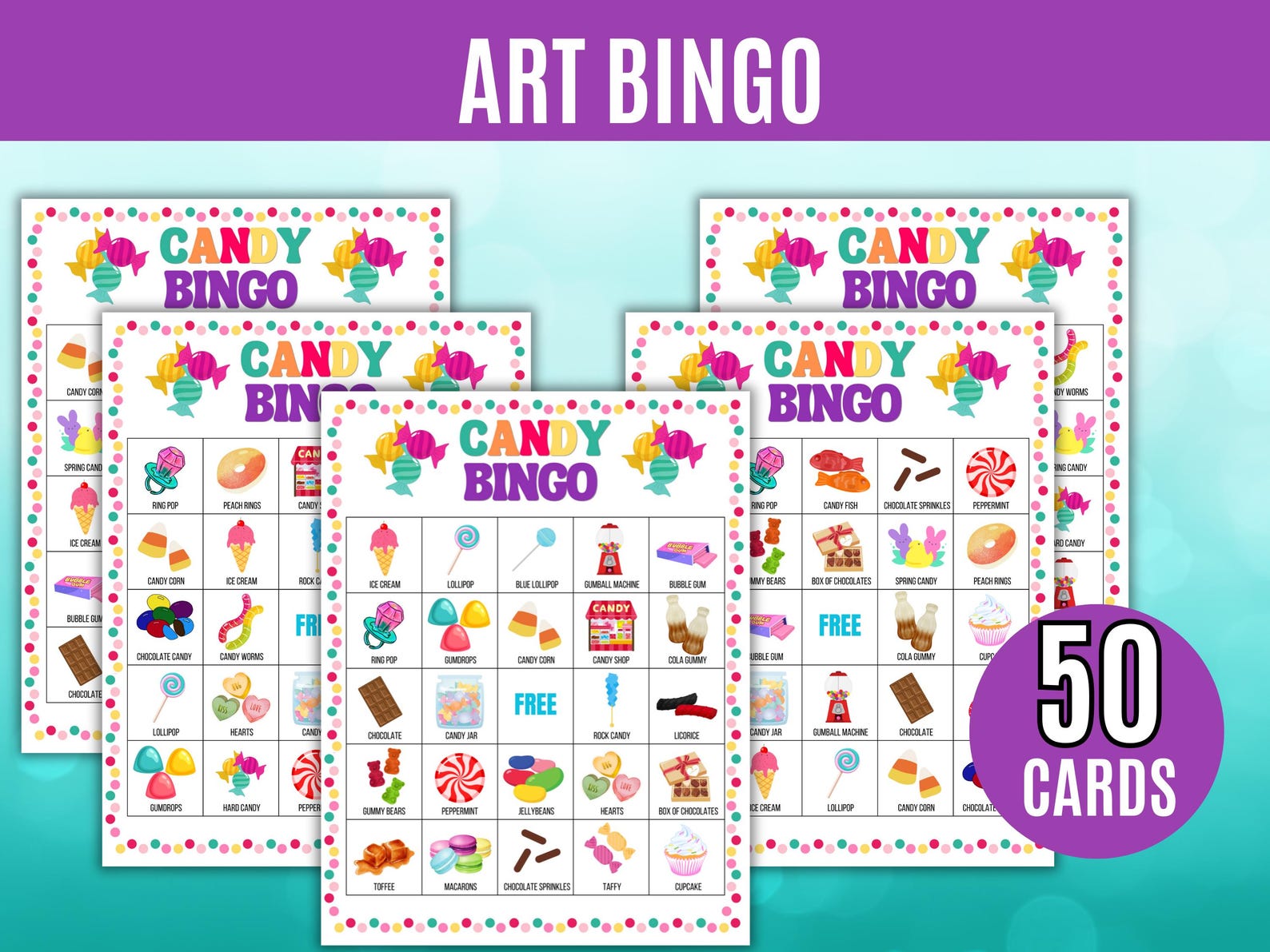 Candy Bingo, 75 Printable Candy Bingo Cards, Sweet Treats Bingo, Candy ...