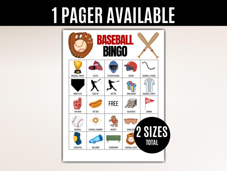 Baseball Bingo Printable: 50 Unique Cards, Sports Party Game (PDF ...