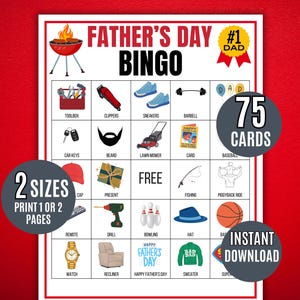 Father's Day Bingo Printable, 75 Father's Day Bingo Cards, Father's Day ...