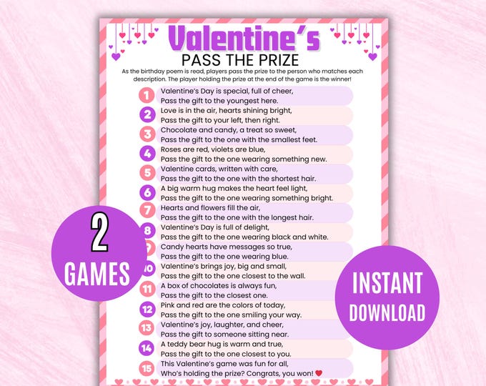 Valentines Pass the Prize Game, Valentines Pass the Present Game ...