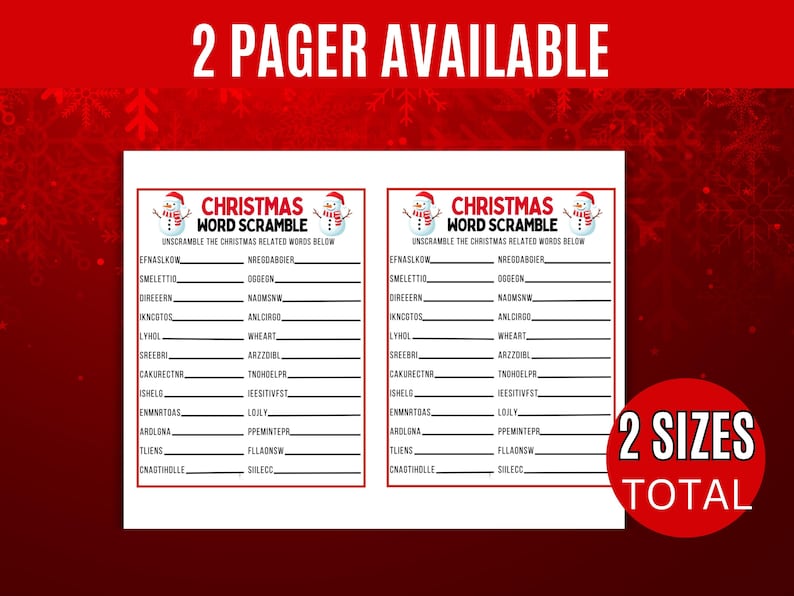 Printable Christmas Word Scramble Game: Holiday Family Party Game ...