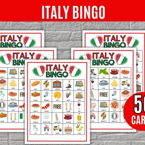 Italy Bingo, 50 Italy Vacation Travel Bingo Cards, Travel Bingo Game ...