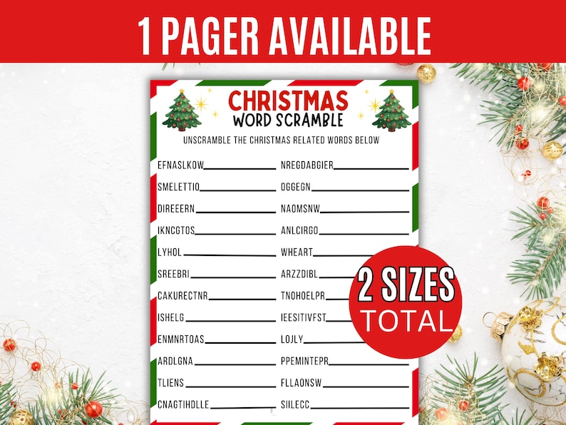 Christmas Word Scramble, Holiday Party Game, Family Game, Christmas ...