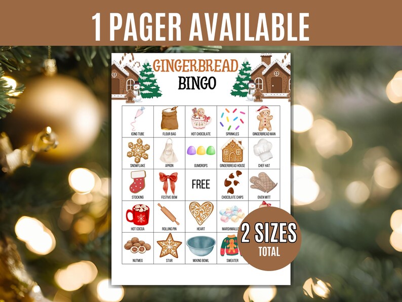 Gingerbread Bingo Game, 50 Printable Bingo Cards, Christmas Activity ...
