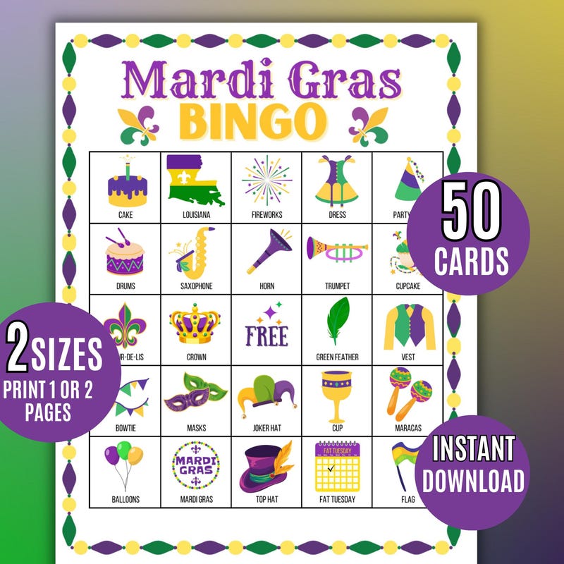 Mardi Gras Printable - Etsy
