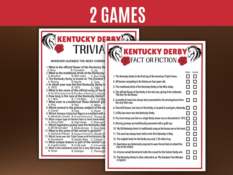 Kentucky Derby Game, Trivia Game, Kentucky Derby Activity Trivia Games ...