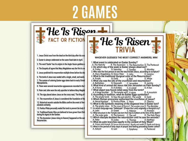 Easter Bible Trivia (instant Download) Resurrection Trivia, He is Risen ...