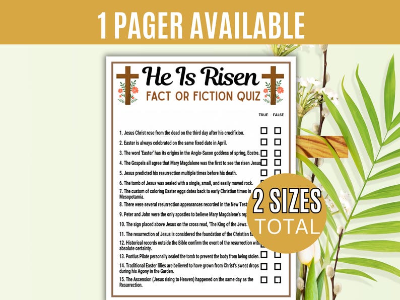 Easter Bible Trivia (instant Download) Resurrection Trivia, He is Risen ...